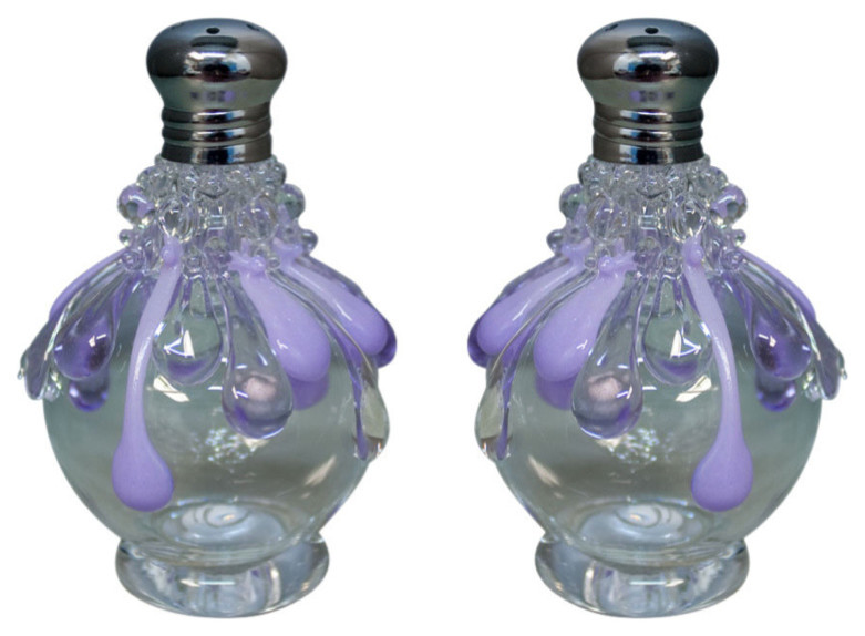 Applique Icicle Purple Salt and Pepper Shaker Set - Contemporary - Salt ...