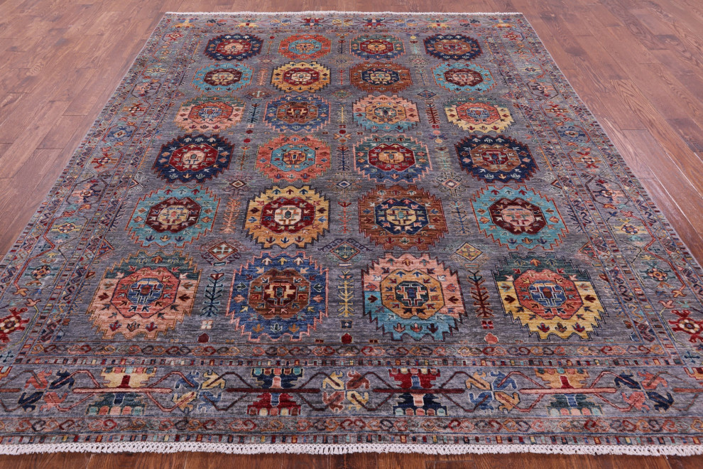 8' 3" X 9' 7" Fine Turkmen Hand Knotted Wool Rug - Q18457, 8' 3" X 9' 7 ...