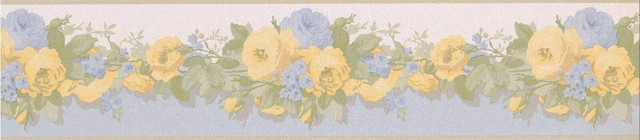 Abstract Roses Wallpaper Border Pink Blue Yellow Green 5"x15' 31616040 ...