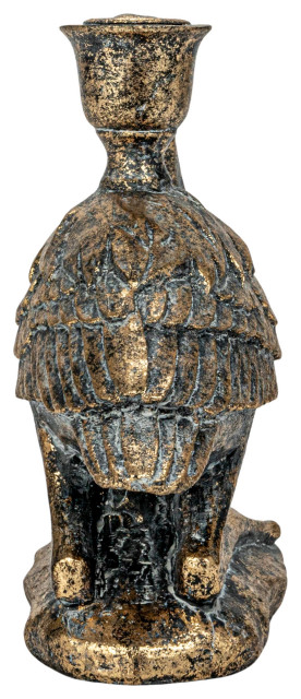 Decorartive Resin Bird Taper Holder, Distressed Gold - Beach Style ...