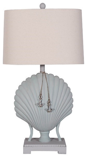 Set of 2 Pale Blue Sea Shell Table Lamps - Beach Style - Lamp Sets - by ...