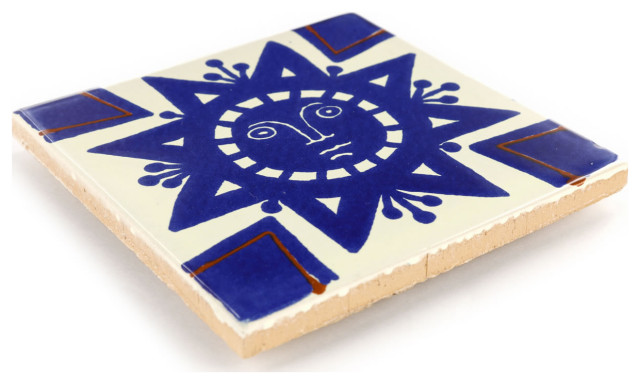 Handmade Tierra y Fuego Ceramic Tile, Geometric Sun, Set of 9 ...
