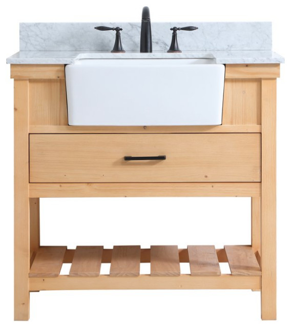 Elegant VF60136NW-BS 36" Single Bathroom Vanity, Natural Wood ...