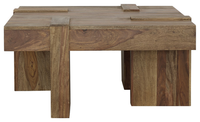 Samira Wooden Square Coffee Table Natural Sheesham - Rustic - Coffee ...