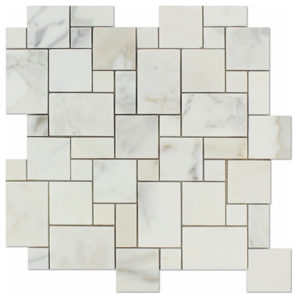 Sample of Calacatta Gold Marble Mini-Versailles Pattern Honed ...