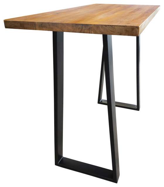 Acacia Wood 51" High Top Bar Pub Table - Contemporary - Indoor Pub And ...