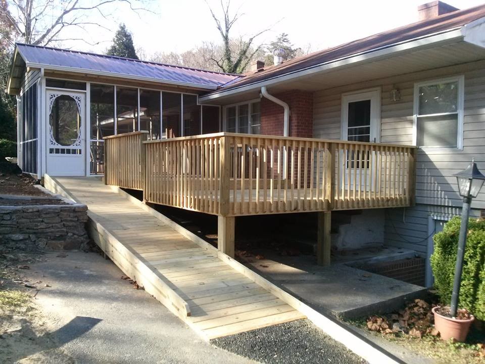 screened in porch with metal roof, deck and handicap ramp - Craftsman ...