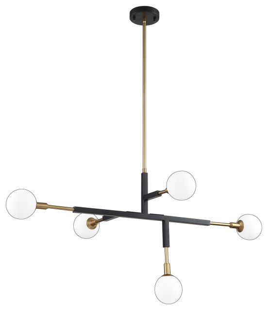Ambience 5 Light Black And Brass Pendant Contemporary Pendant Lighting By Kendal Lighting