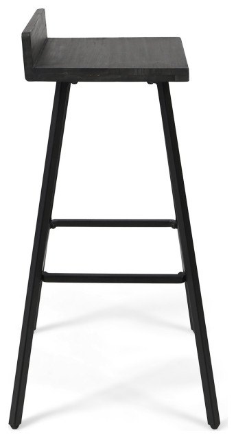 GDF Studio Hazel Indoor Acacia Wood Bar Stools With Iron Legs, Set of 2 ...