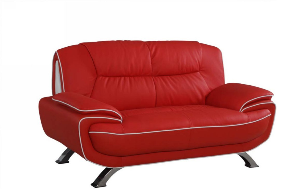 40" Sleek Red Leather Loveseat - Contemporary - Loveseats - by ...