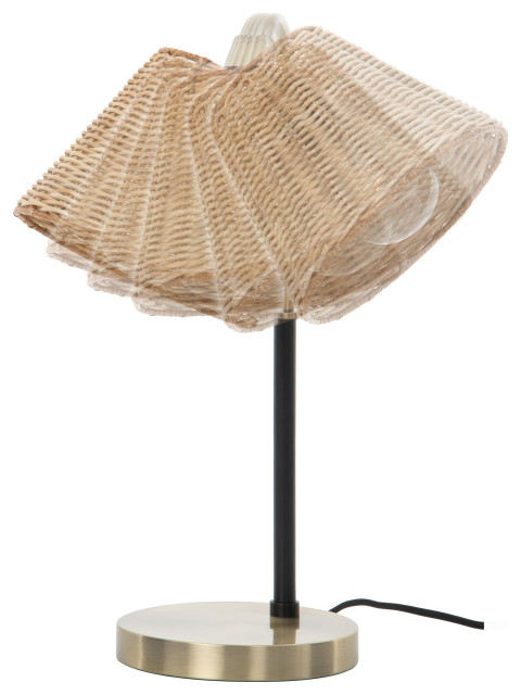 Wicker Pivot Desk and Table Lamp Brass Base - Tropical - Desk Lamps ...