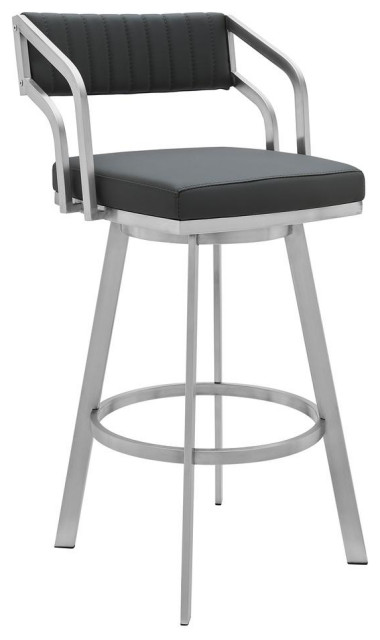 Scranton Swivel Modern Metal & Slate Grey Faux Leather Bar and Counter ...