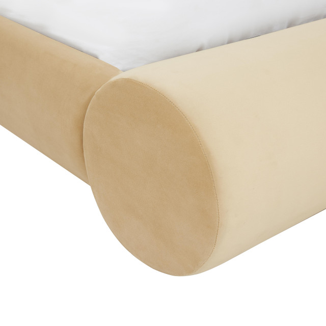 Durwin Champagne Velvet Bed in King - Transitional - Platform Beds - by ...