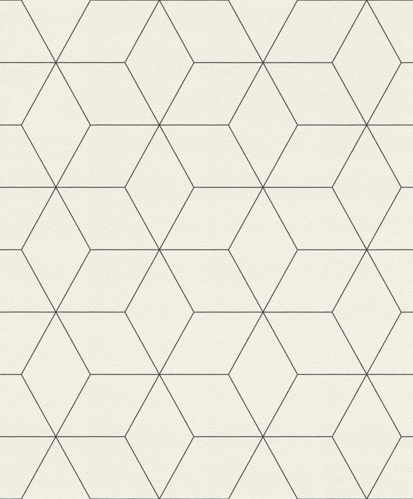 Lloyd Off-White Geometric Wallpaper - Contemporary - Wallpaper - by ...