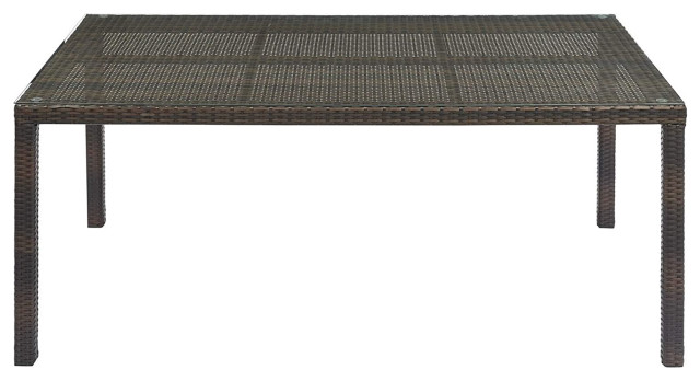 Large Patio Dining Table, Brown Wicker Cover, Straight Legs With ...