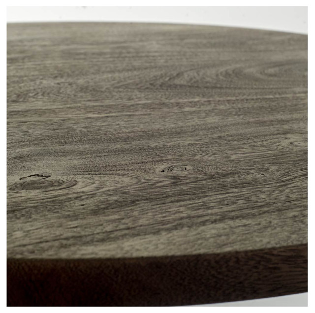 HomeRoots 30" Grey Solid Wood Top With Black Metal Base Bistro Dining ...