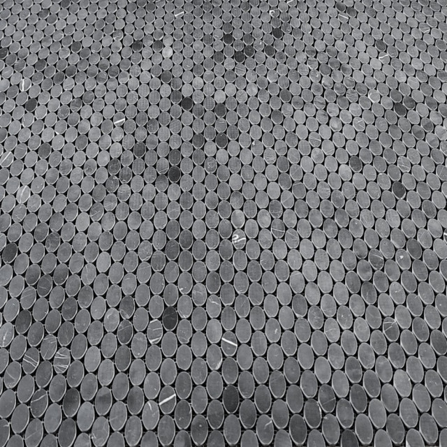 Nero Marquina Black Marble 1-1/4x5/8 Oval Ellipse Mosaic Tile Honed, 1 ...