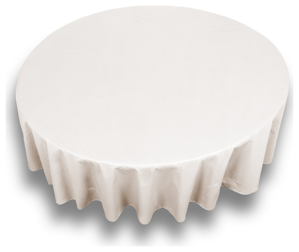 Ivory 48 Inch Round Fitted Vinyl Tablecloth - Transitional ...