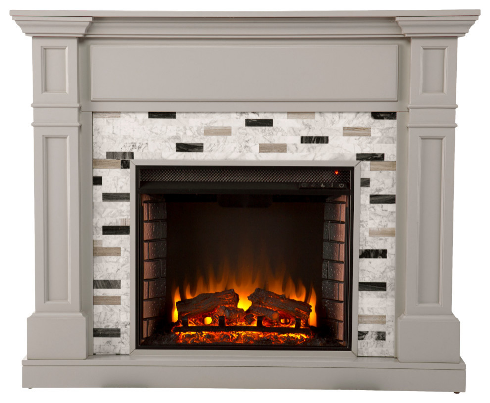 Larams Electric Fireplace With Marble Surround - Transitional - Indoor ...