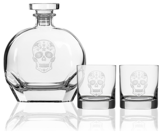Sugar Skull Whiskey Decanter Set - Beach Style - Pitchers - by Rolf ...