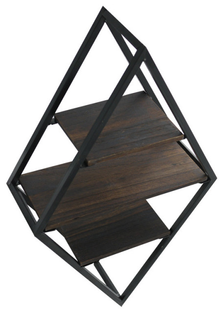 3 Tier Diamond Matte Black Metal Display Shelf - Industrial - Display ...