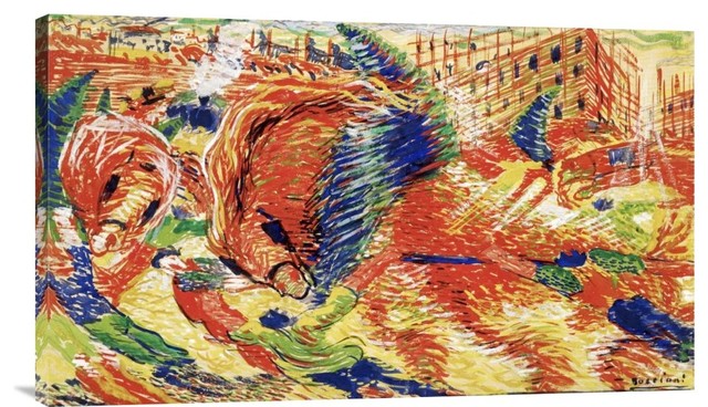 "The City Rises" Stretched Canvas Giclee by Umberto Boccioni, 22"x13 ...