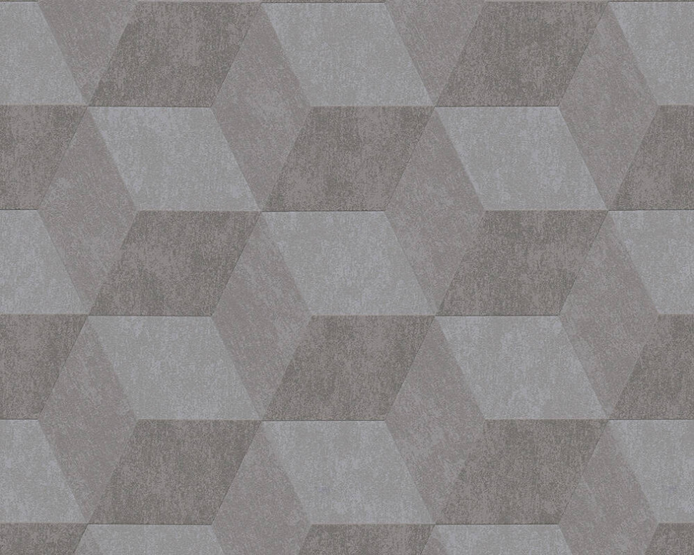 Modern Geometry Textured Wallpaper Featuring Cubes Stacked, 303981, One ...