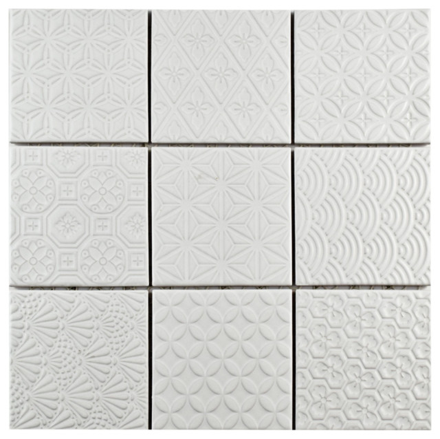Spirit Porcelain Mosaic Floor and Wall Tile, White, Sample ...