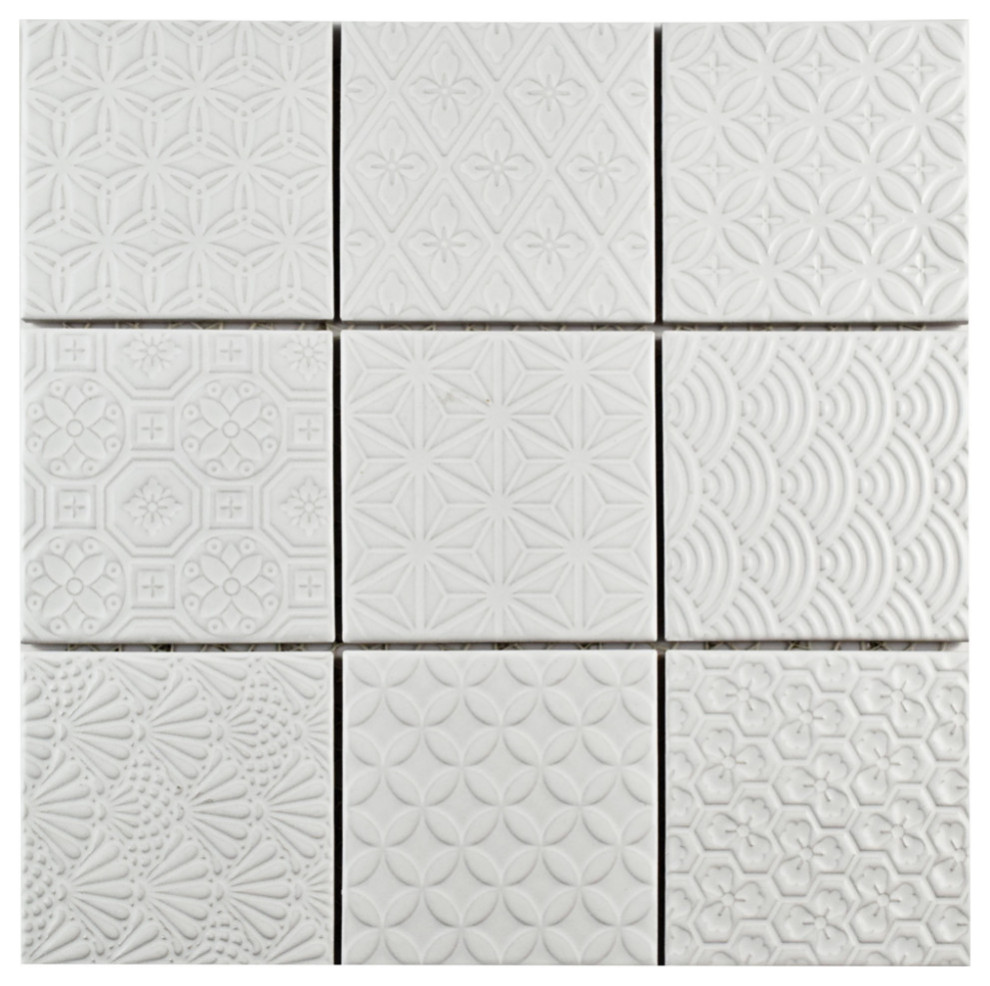 Spirit Porcelain Mosaic Floor and Wall Tile, White, Sample ...
