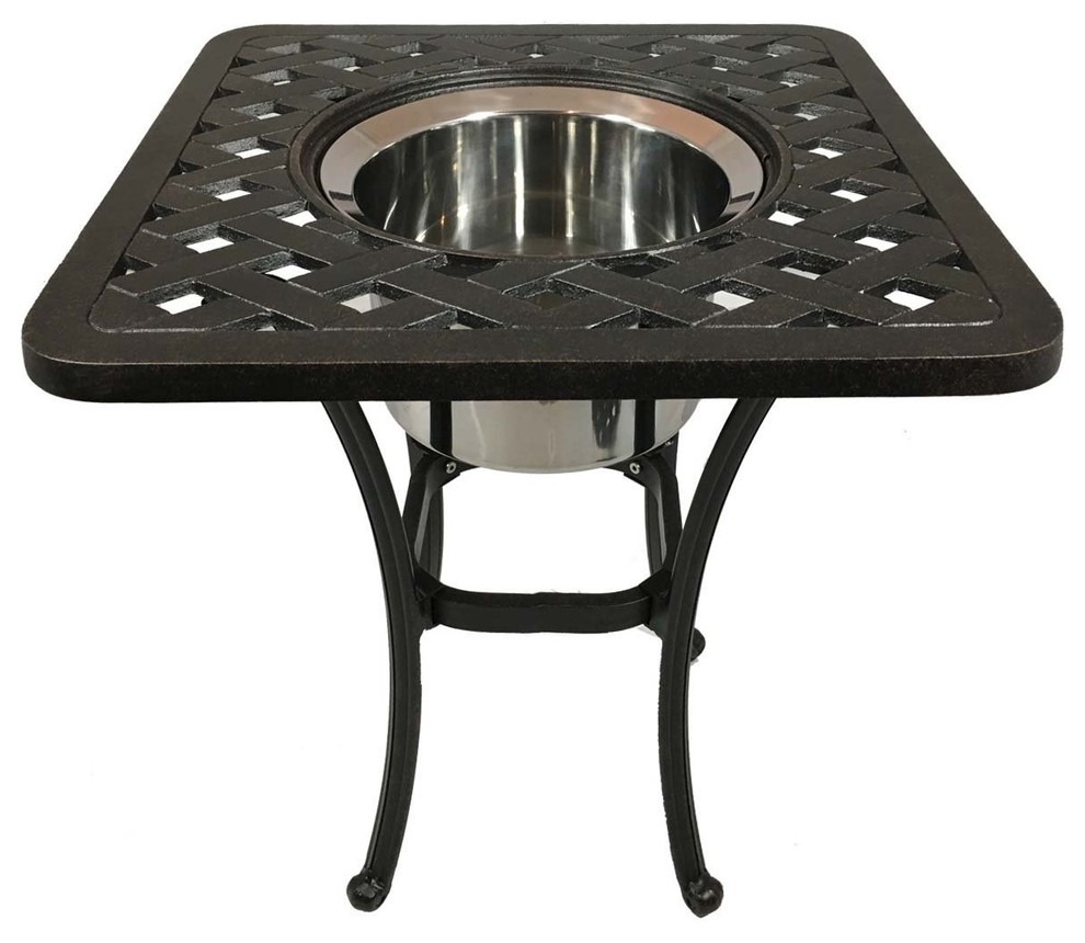 Cooler Table 21" Square Ice Bucket Insert Cast Aluminum Outdoor Side ...