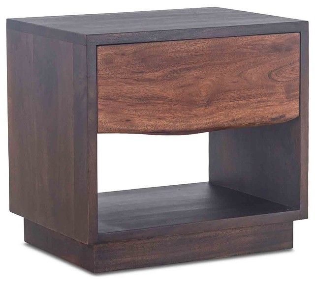 Palermo 24-Inch Acacia Wood Live Edge Night Chest in Raw Walnut Finish ...