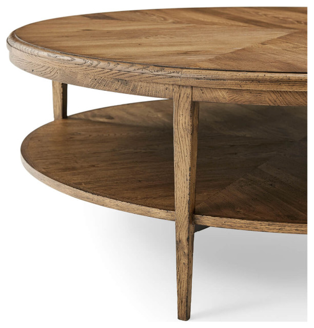 Modern Parquetry Round Coffee Table Light Oak - Transitional - Coffee ...