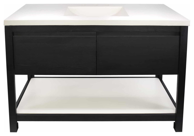 Solace Vanity Set with Palomar Vanity Top and Sink, Pearl, 48.5 ...