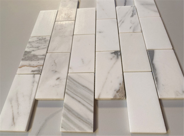Calacatta Gold Calcutta Marble 2x4 Brick Subway Mosaic Tile Honed, 1 ...
