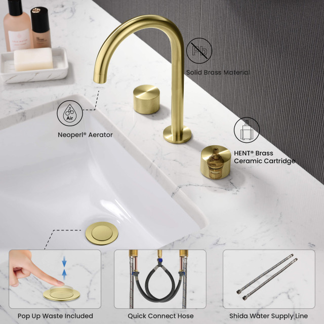 Circular X 8" Bathroom Sink Widespread Faucet with Drain Assembly ...