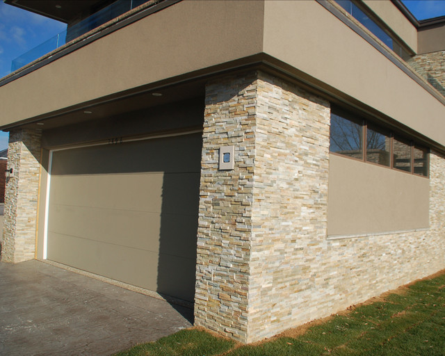 Stacked Stone Garage - Modern - Exterior - Cleveland - by Realstone ...