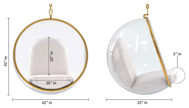 Hanging Bubble Chair, Gold - Contemporary - Hanging Chairs - by World ...