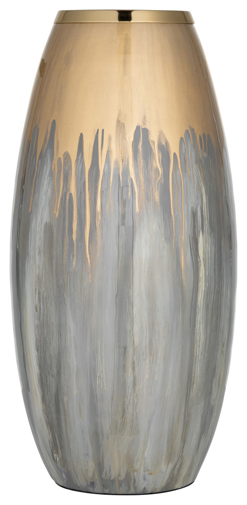 18"H Glass Vase W Metal Ring, Champagne - Contemporary - Vases - by ...
