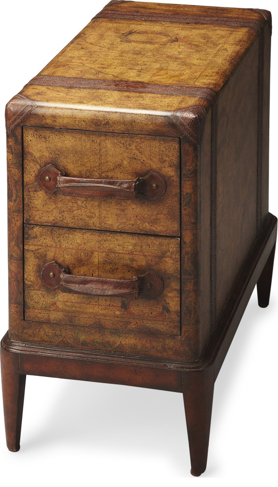 Old World Map Chairside Table - Traditional - Side Tables And End ...