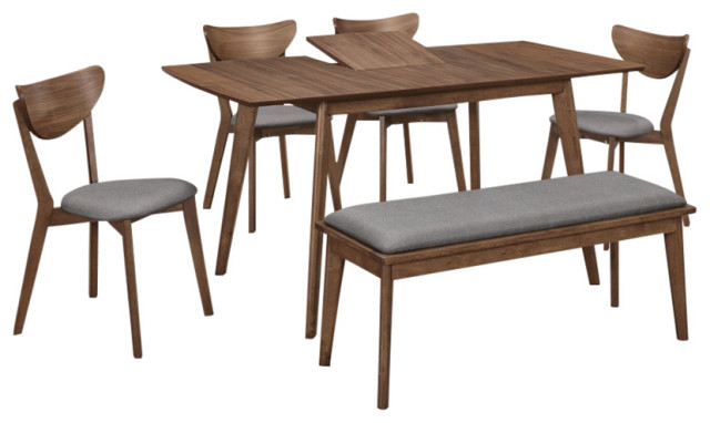 Alfredo Dining Room Set Natural Walnut and Grey Dining Table Brown ...