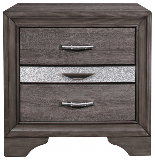 27" Gray Two Drawer Nightstand - Transitional - Nightstands And Bedside ...