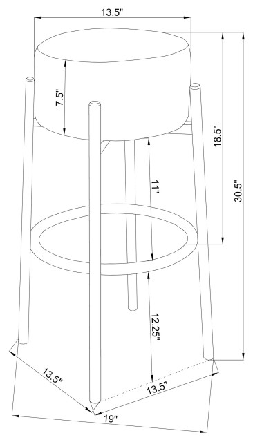 Leonard Upholstered Backless Round Stools White and Black, Set of 2 Bar ...