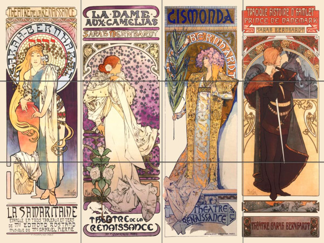 Tile Mural Kitchen Backsplash - Sarah Bernhardt - by Alphonse Mucha, 24 ...