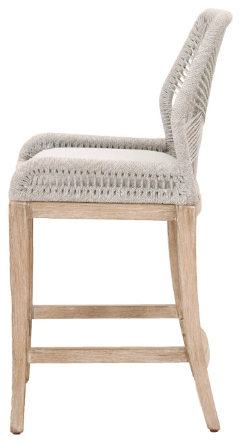 Loom Counter Stool Taupe & White Flat Rope, Pumice, Natural Gray ...