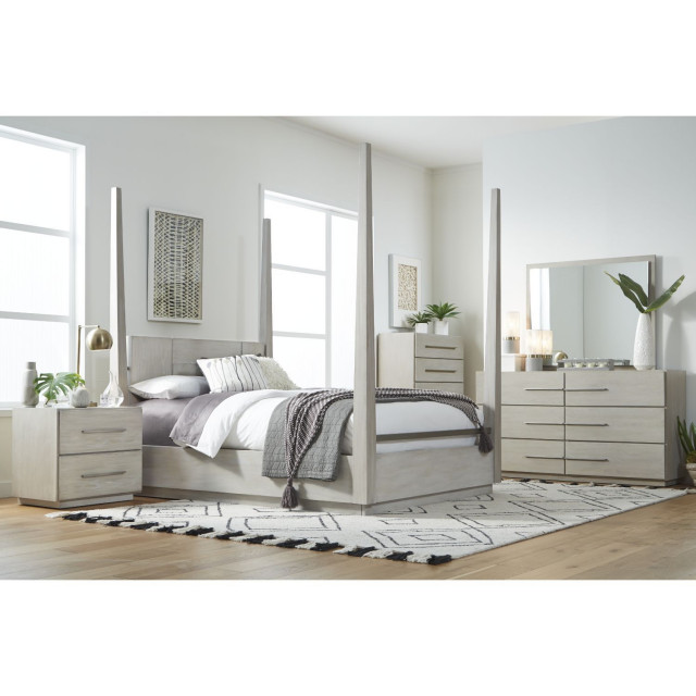 Modus Destination 6 PC King Poster Bedroom Set in Cotton Grey, King ...