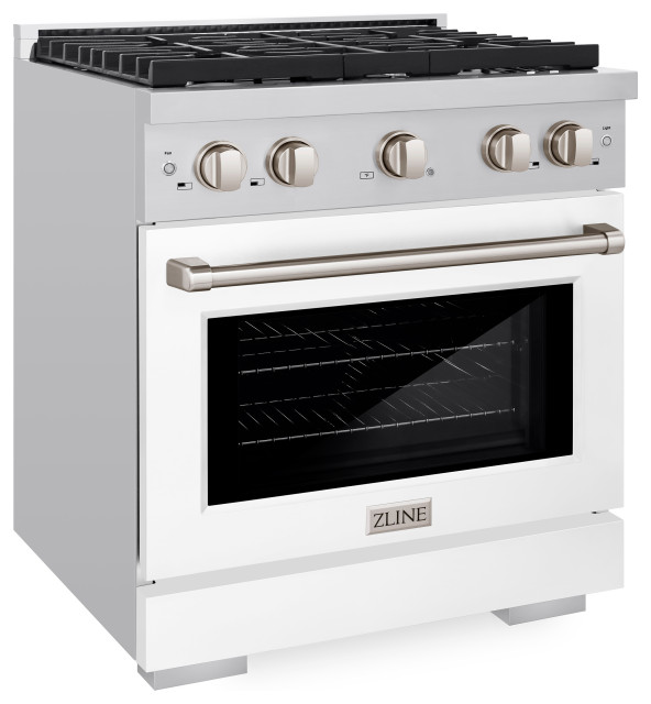 ZLINE 30 in. Gas Range With Convection and White Matte Door, SGR-WM-30 ...