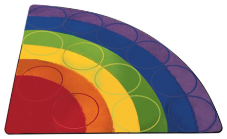 Rainbow Rows Corner Kids Rug Size, Square 6', 6' - Contemporary - Kids ...