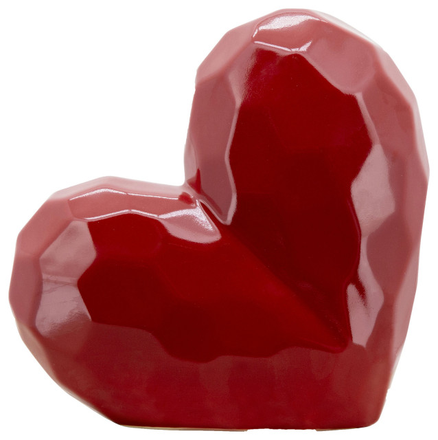 8" Red Heart Table Deco, 8" - Contemporary - Decorative Objects And ...