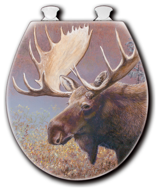 White Toilet Seat, Chocolate Moose - Rustic - Toilet Seats - by WGI ...