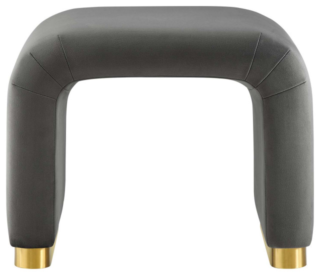 Koda Performance Velvet Waterfall Stool - Brass Storm Gray ...
